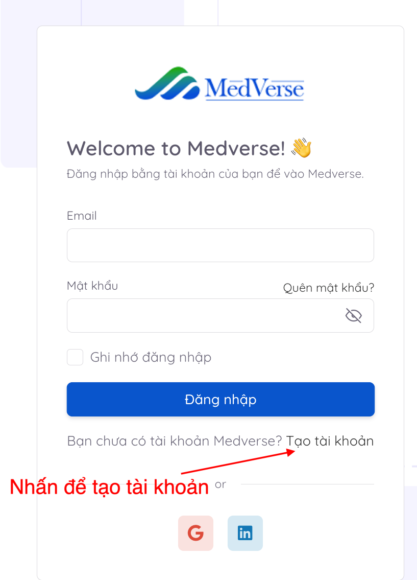 Hướng dẫn Đăng ký, tạo tài khoản (thủ công) - medverse